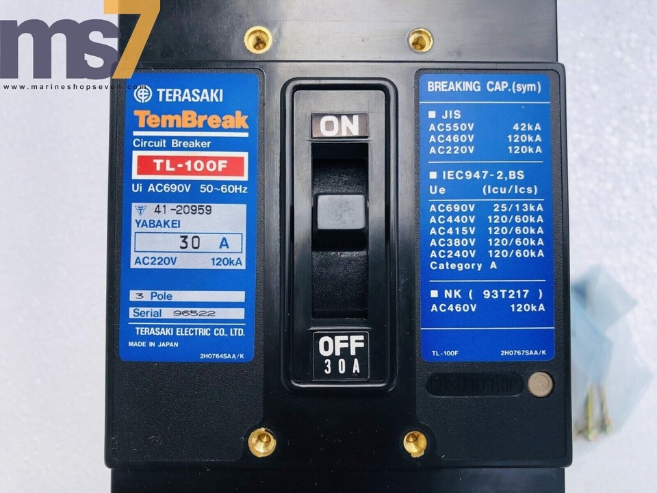 TERASAKI ELECTRIC CO.LTD TL-100F TEMBREAK CIRCUIT BREAKER 30A 690VAC 3P ...