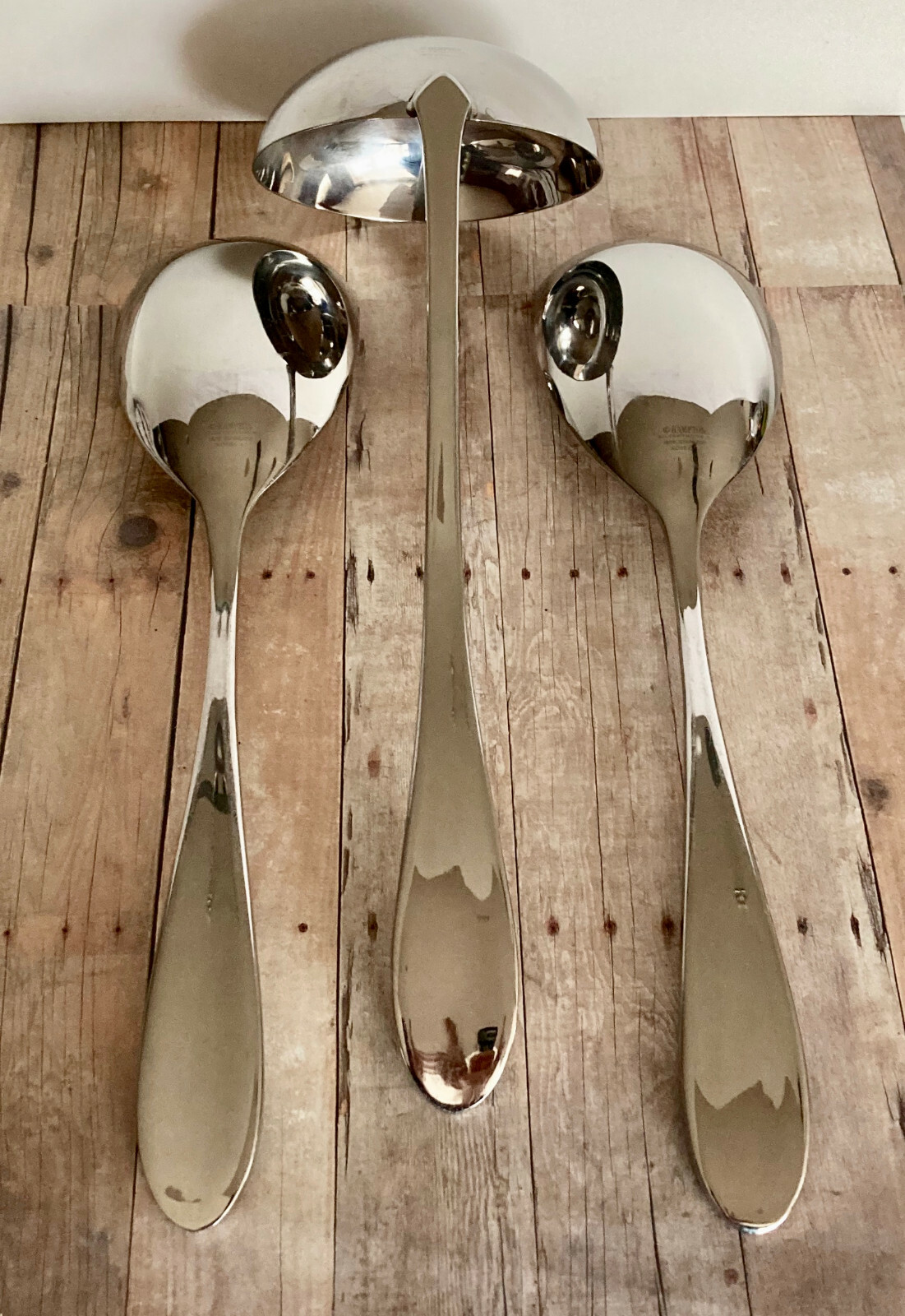 Hampton Silversmiths ERIN 2 Large Buffet Solid Serving Spoons & 1 Soup ...