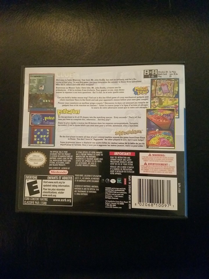 Clue/Mouse Trap/Perfection/Aggravation (Nintendo DS, 2007) 802068100971 ...