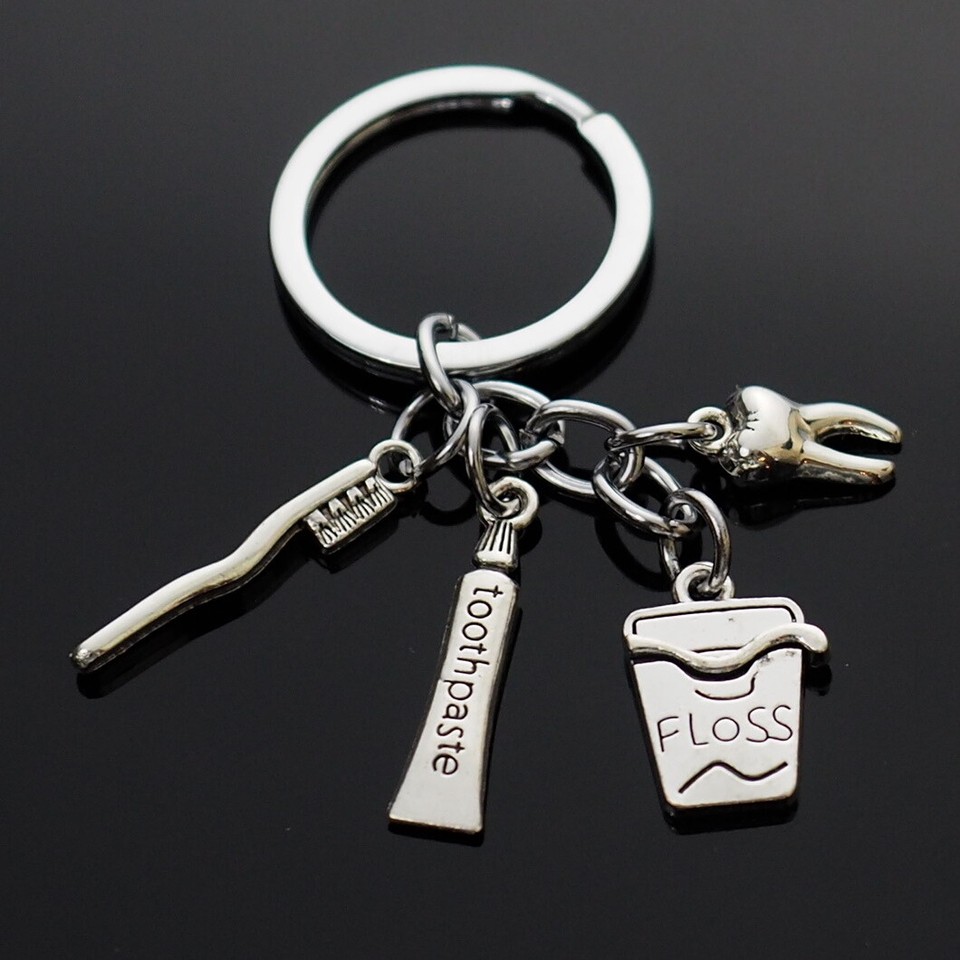 Tooth Brush ToothPaste and Floss Keychain Dentist Hygienist ...