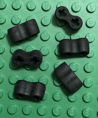 * Lego Lot 6 Black flexible rubber double axle connectors Parts Technic ...