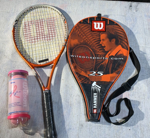 Wilson HAMMER 25 Midplus Tennis Racquet Racket with Case Black Orange w ...