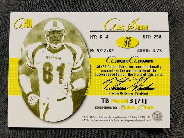 2005 Sage #A40 Alex Smith Rookie RC Auto Autograph Card Bronze /600 ...
