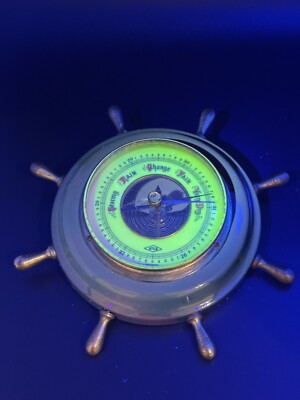 ☢️Vintage Selsi Barometer Brass Wood Ships Wheel From Germany URANIIUM ...