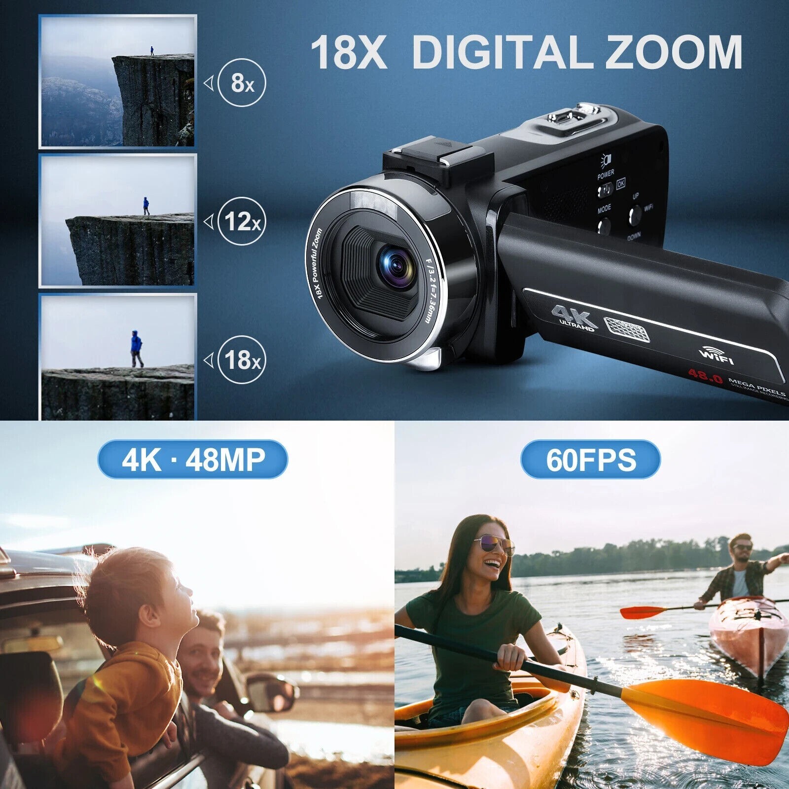 NBD Video Camera Camcorder 4K 48MP 60fps WiFi IR Night Vision Autofocus ...