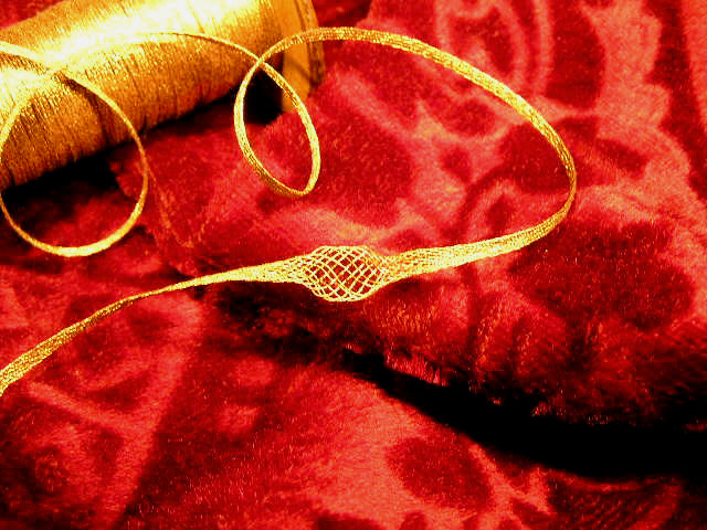 Antique French Gold METAL Mesh Trim tape for rococo ruching ribbon work ...