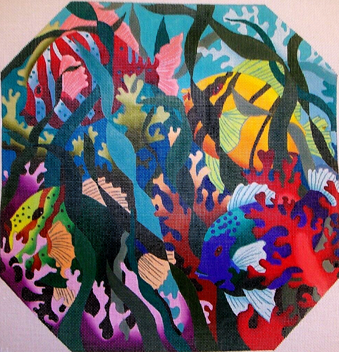 GORGEOUS DEDE HP UNDERSEA FISH CORAL OCEAN NEEDLEPOINT CANVAS 14" | eBay