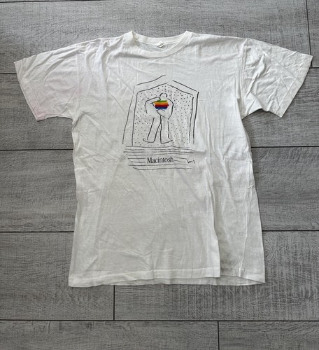Vintage Apple Macintosh White T Shirt Size Large - Gem