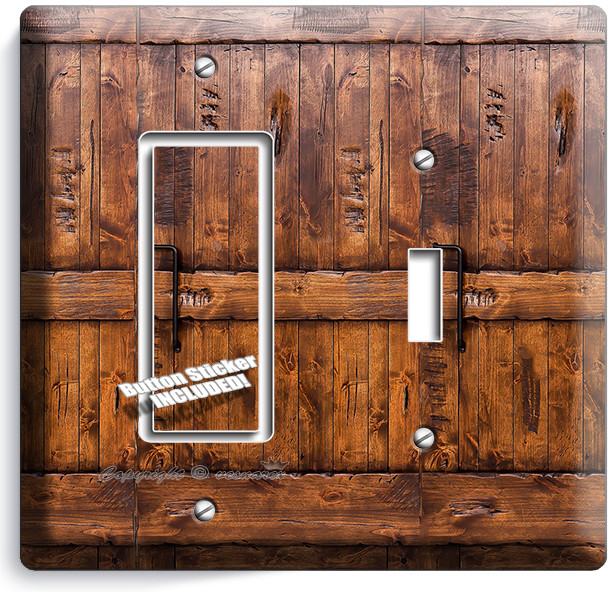 RUSTIC WOOD RANCH BARN DOOR LIGHT SWITCH OUTLET PLATE ROOM CABIN HOUSE ...