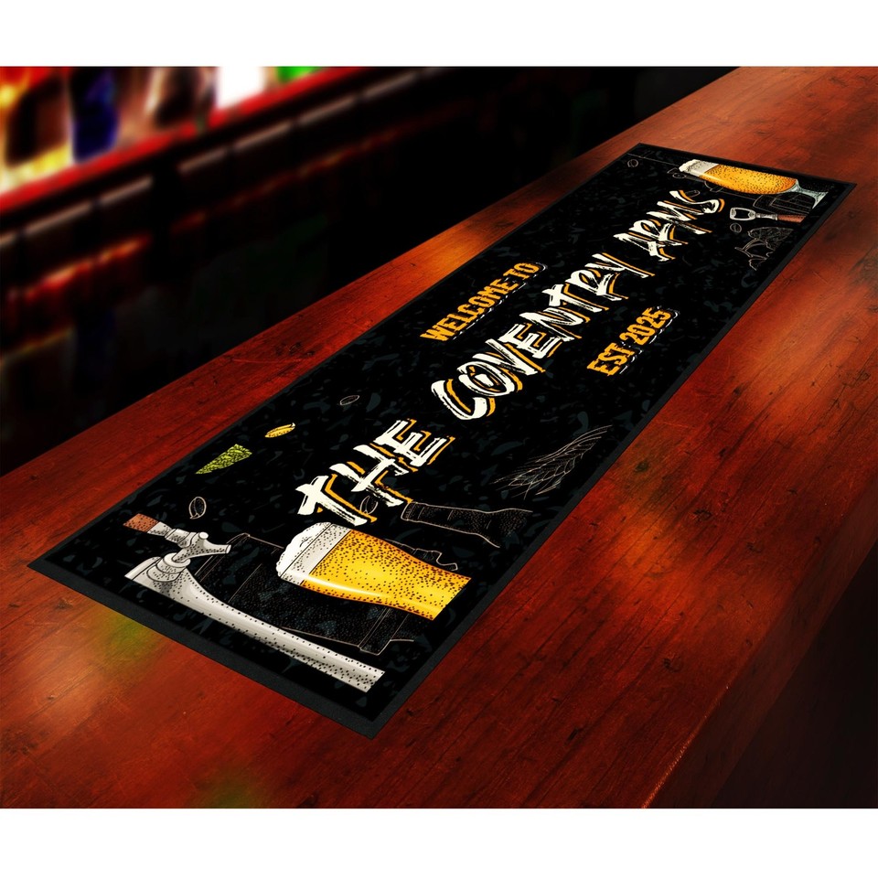 Personalised Welcome Bar Runner Custom Pub Name Est Date Beer Tap ...