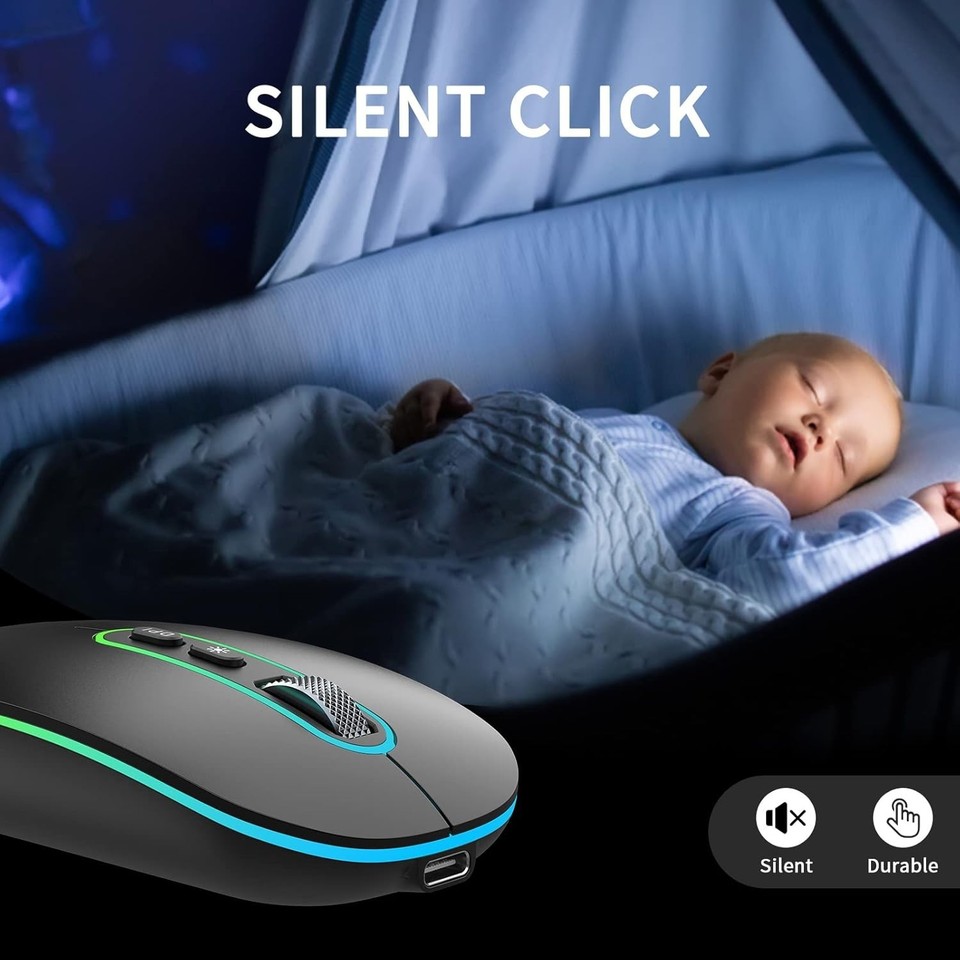 Bluetooth Mouse, Dual Mode (Bluetooth 5.1 and 2.4G) Rechargeable ...