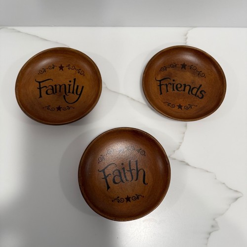 VTG Treenware Salem Collection Set of 3 Faith Family Friends Wooden ...