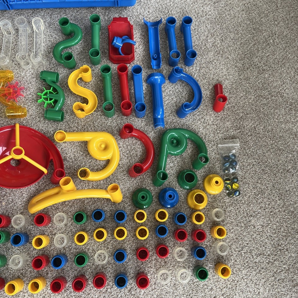 100+ pieces Marble Run Maze Race Marbulous Track w/ 12 Marbles in box ...