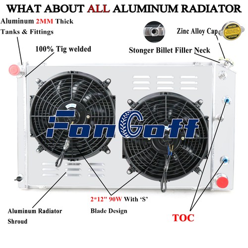 3Row Radiator+Shroud Fan fits Chevy 1970-81 Camaro 78-87 Monte Carlo G ...