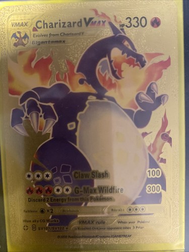 Purple Charizard VMAX Gigantamax Gold Metal Pokemon Card SV107/SV122 ...