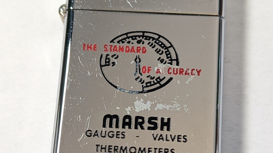 VINTAGE SLIM ZIPPO LIGHTER MARSH GAUGES VALVES THERMOMETERS | eBay