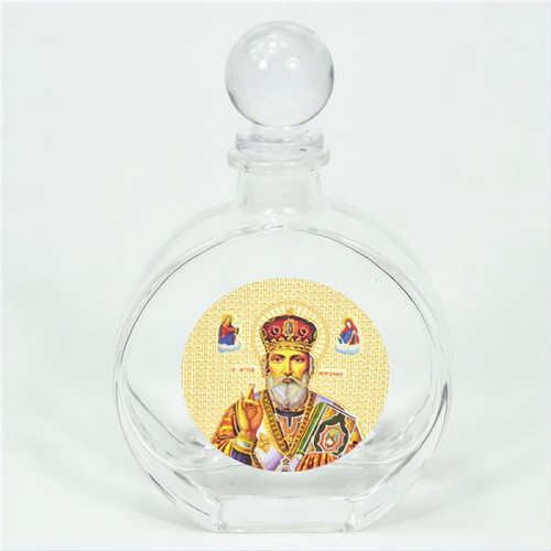Orthodox Saint Nicholas Icon Glass Refillable Holy Water/Oil Bottle ...