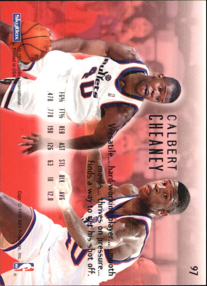 1994-95 Emotion Washington Bullets Basketball Card #97 Calbert Cheaney ...