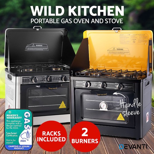 Devanti Portable Gas Camping Oven Stove LPG Cooker Outdoor Caravan ...