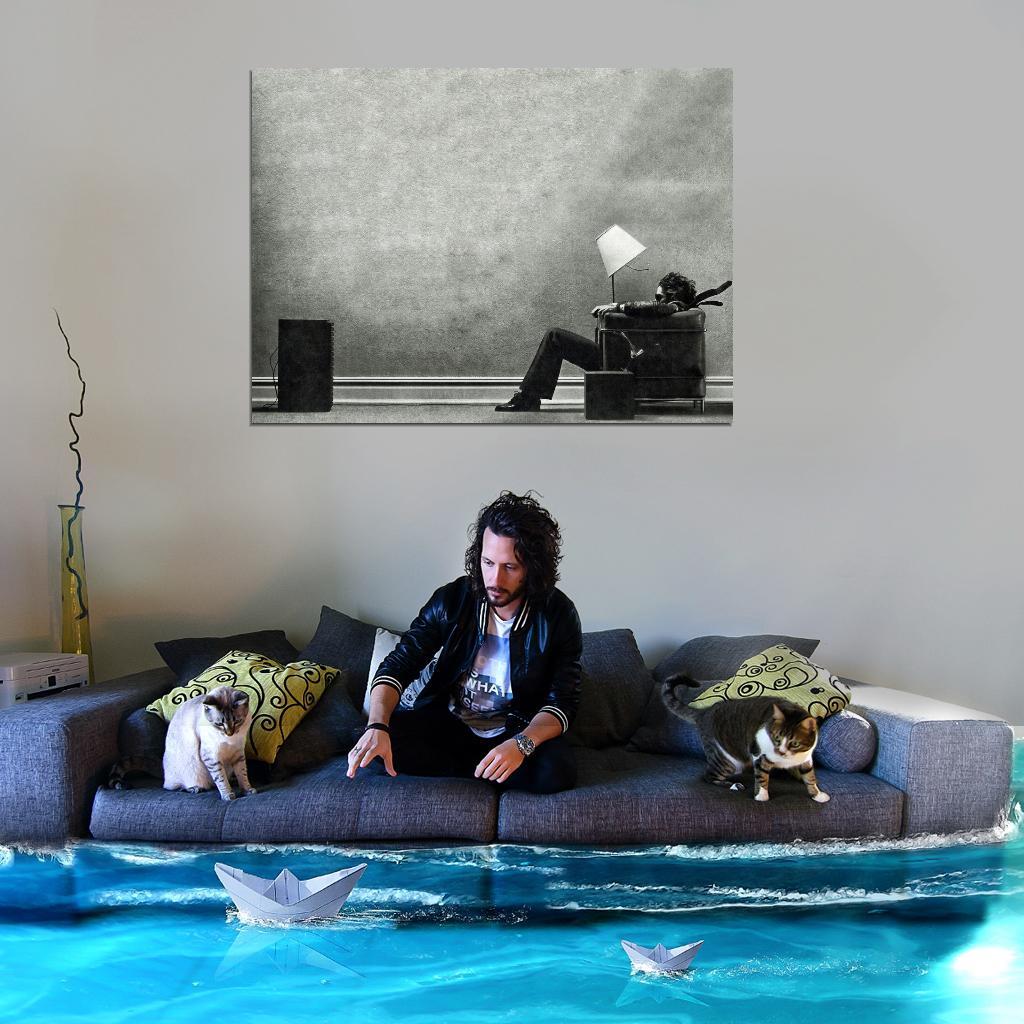 V8945 Maxell Blown Away Guy Speaker Ad Retro BW Vintage Art WALL POSTER ...