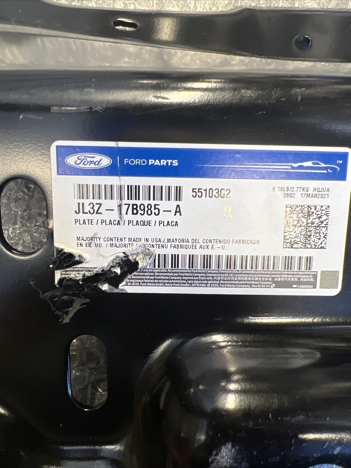 2018 2019 2020 Ford F-150 Front Bumper Mounting Plate LH bracket OEM ...