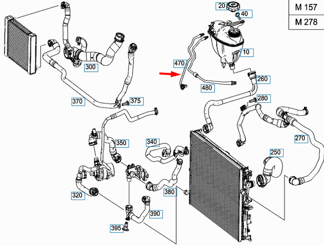 OEM Mercedes-Benz S-class W22 Coolant Tank Line A2225012825 Genuine for ...