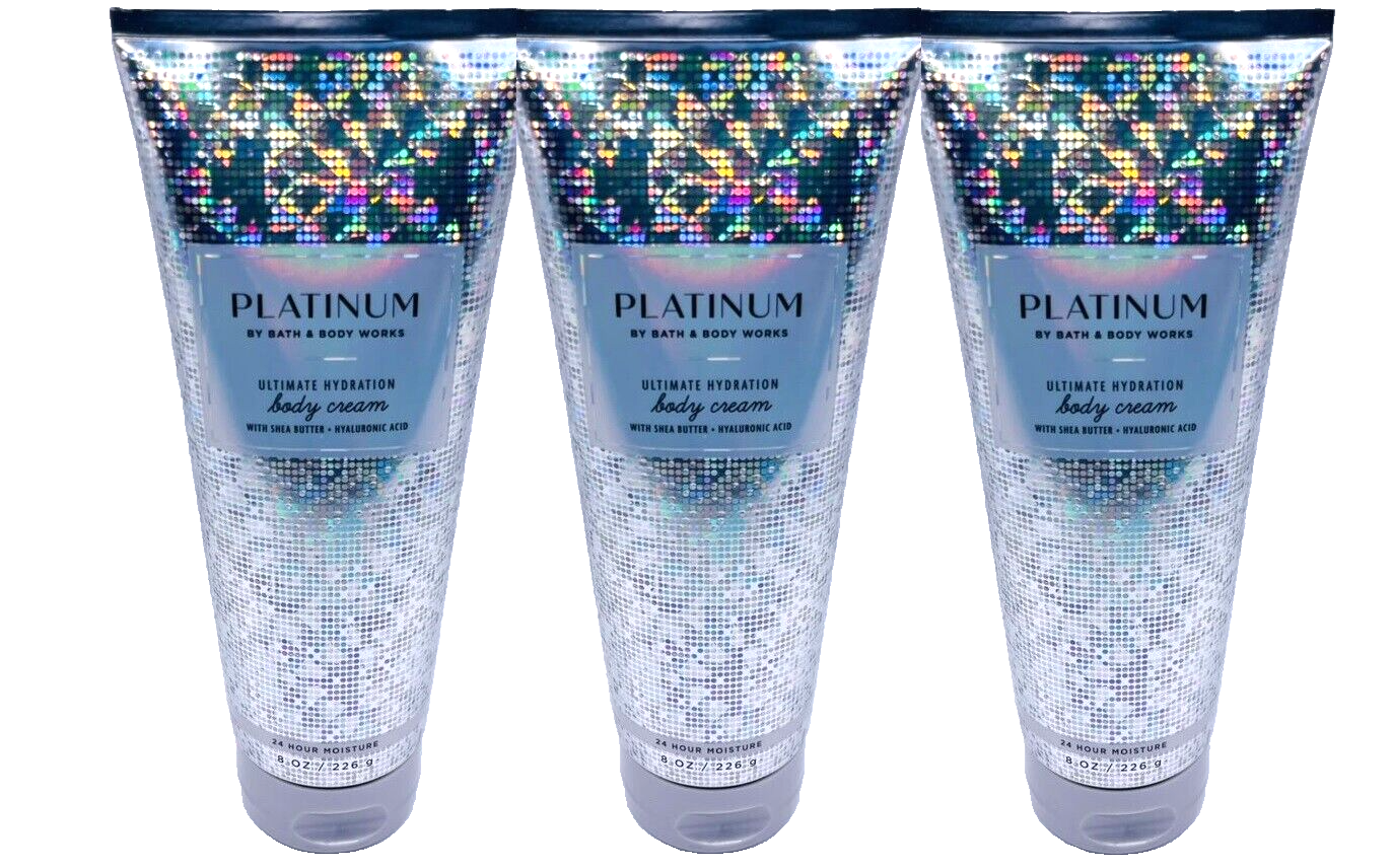 3 BATH & BODY WORKS PLATINUM ULTIMATE HYDRATION BODY CREAM SHEA BUTTER ...