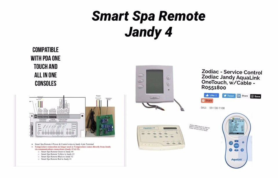 Jandy (Alexa) Spa Switch Remote - Spa side Remote - 4 relays ...