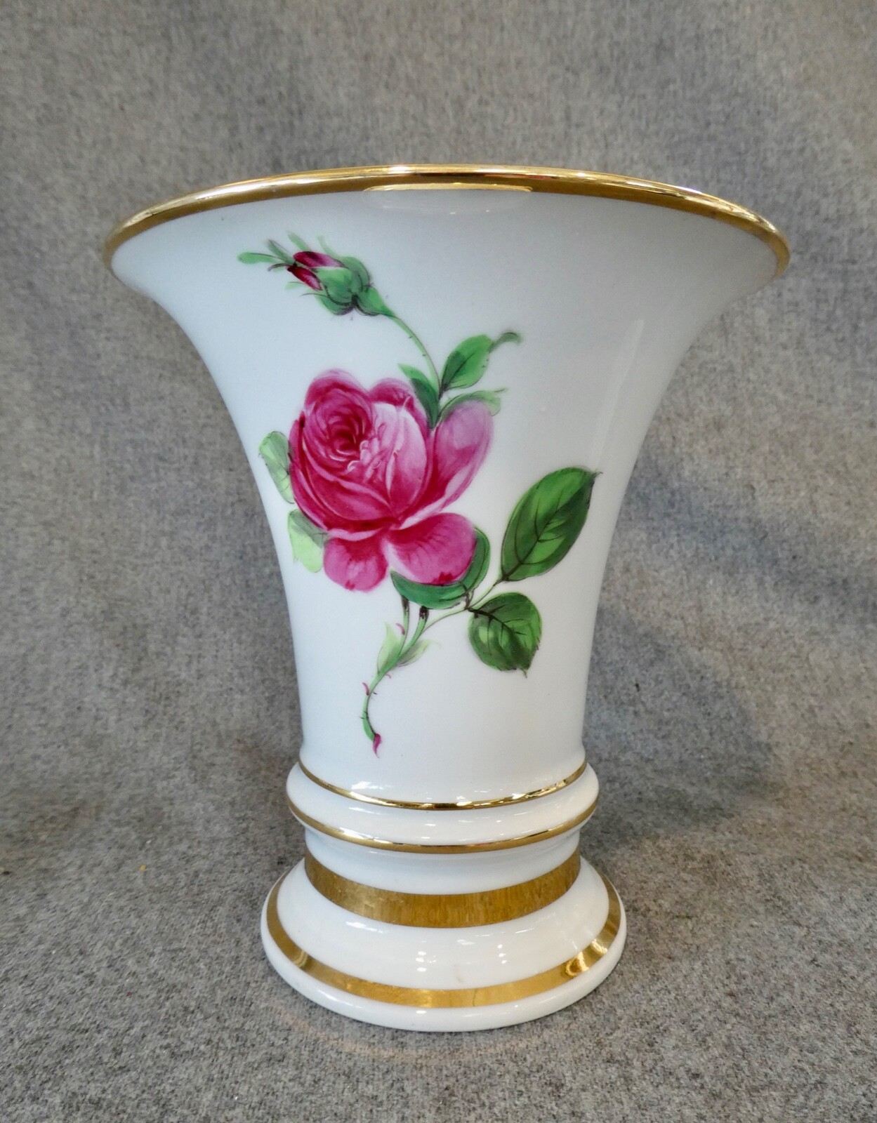Furstenberg Floral Vase Porcelain Rose Bloom with Gold Gild Bands | eBay