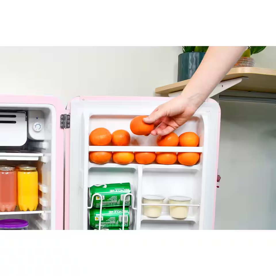 3.2Cu-ft Pink Reversible Door Beverage Compact Mini Retro Fridge With ...