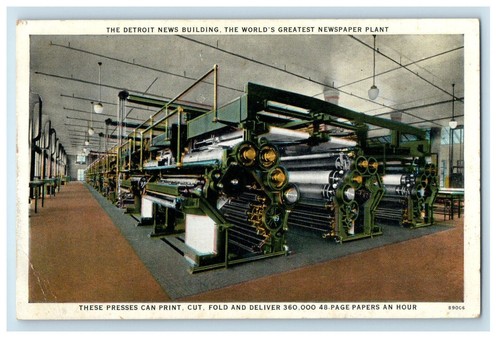 c1920s Print Presses can Cut & Fold, Detroit News Building Michigan MI ...