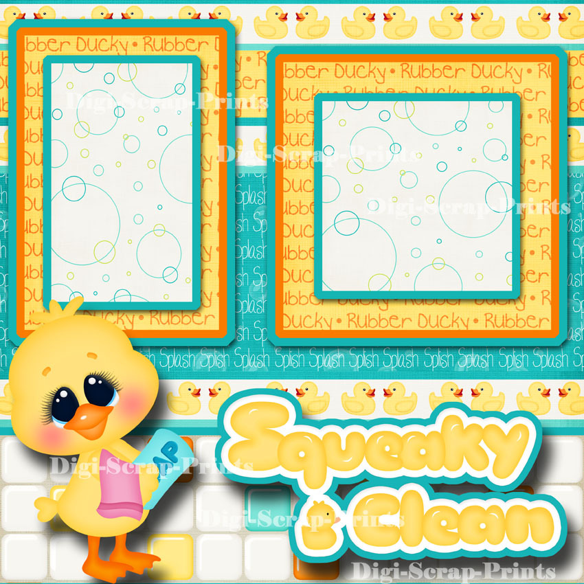 SQUEAKY CLEAN bath boy premade scrapbook pages paper print baby ...