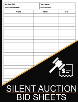 Silent Auction Bid Sheets: Simple Fundraising Event Organizer Log Book ...