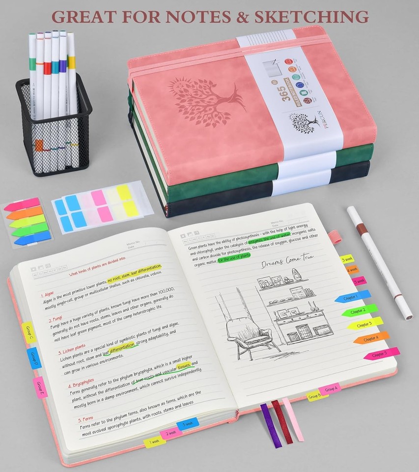 A4 Lined Journal Notebook，365 Page Large Leather Journals for A4, Pink ...