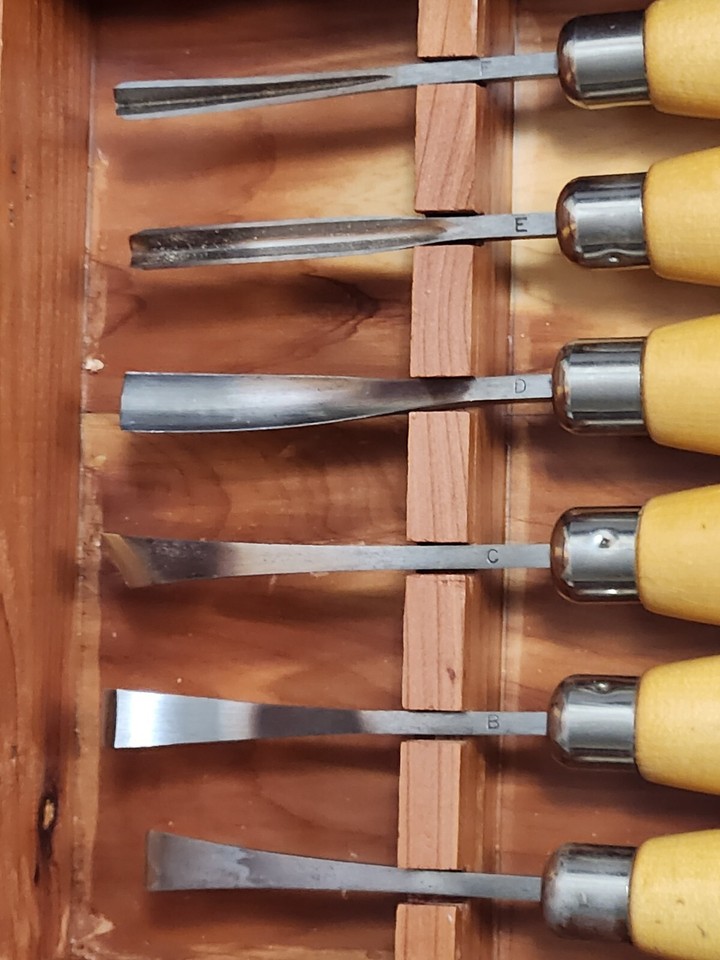 Vtg Millers Falls Carving Tool Set No. 106 wooden box Handle Chisel ...
