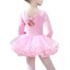 Girls Ballet Long Sleeve Leotards Hollow Back V-Neck Tutu Skirt ...