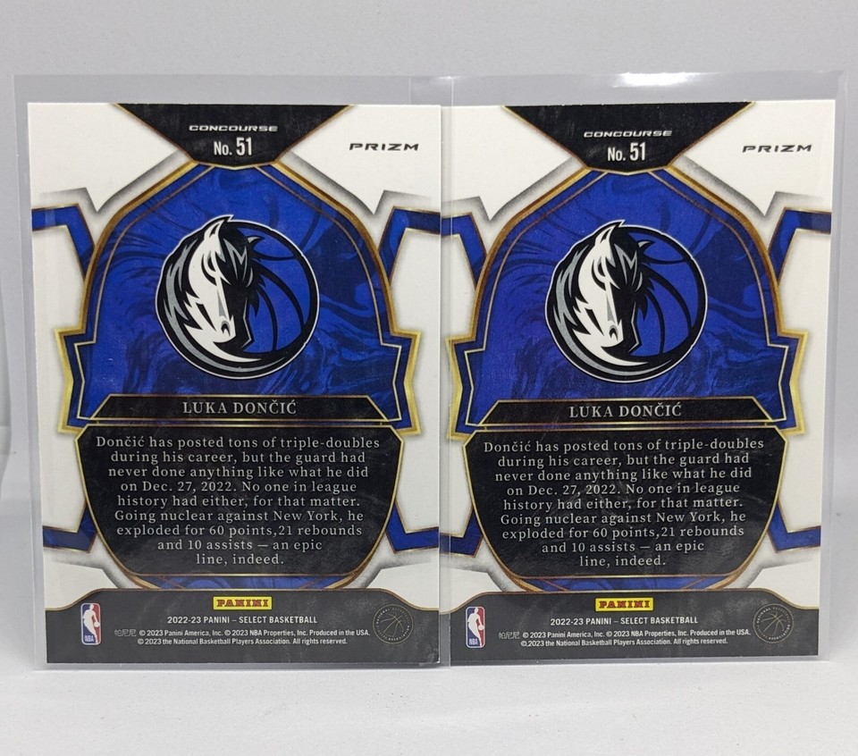 22-23 Select Luka Doncic Concourse Tri-Color AND Cracked Ice #51 ...