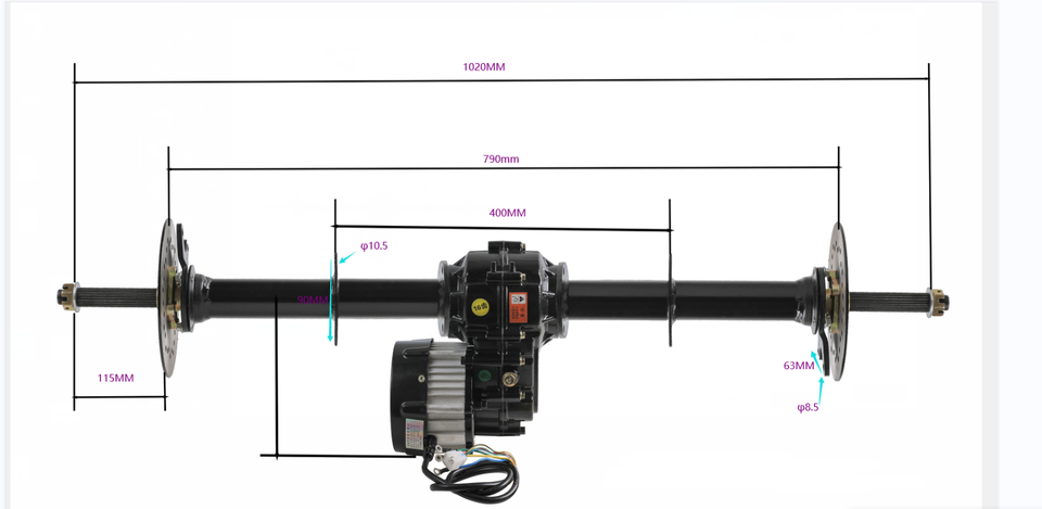 30" 40" Front Rear Drive Axle Shaft Kit Differential 1000w Motor ...
