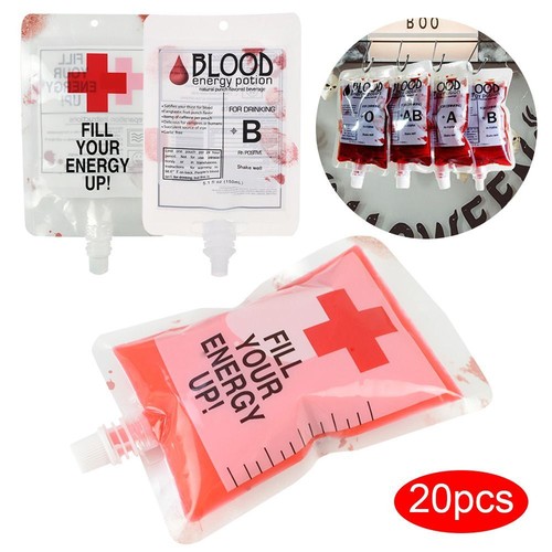 PVC Halloween Blood Bag Horror Props Vampire Blood Pouch Haloween ...