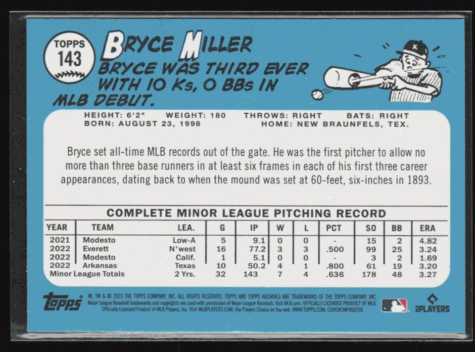 2023 Topps Archives Bryce Miller Rookie Seattle Mariners #143 | eBay