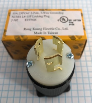 NEMA L6-15, 2 POLE, 3 WIRE, 15A, 250V LOCKING PLUG, UL LISTED | eBay