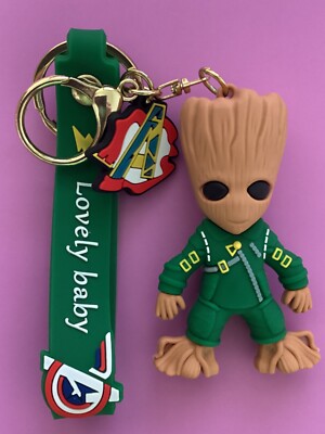 3D Rubber Keychain With Tree Groot Figure Keychain Key Ring No-5 | eBay