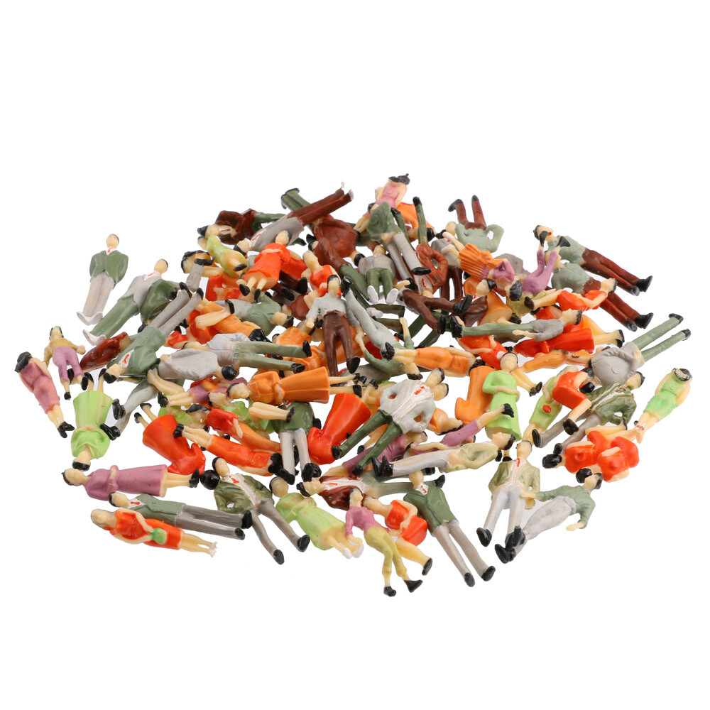 100Pcs 1:50 Scale O Gauge Hand Painted Layout Model Train People Figure ...