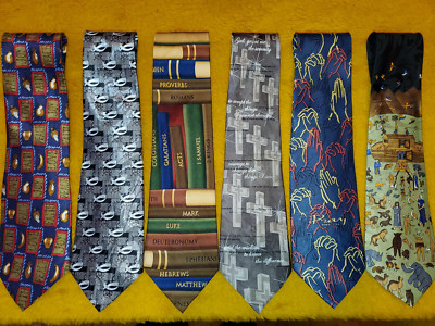 6 pc ~ RELIGIOUS TIES ~ #3 ~ JESUS GOD CHURCH BIBLE CHRISTIAN EASTER ...