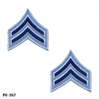 Corporal Chevron Sleeve Rank Patches, Pair ~ Blue/White/Blue ~ Gemsco ...