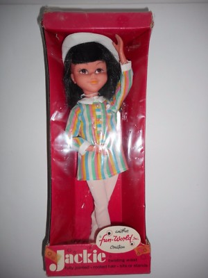 STORE DISPLAY 1970'S JACKIE MOD TWIGGY BIG EYES 13"BIG DOLL FUN WORLD ...