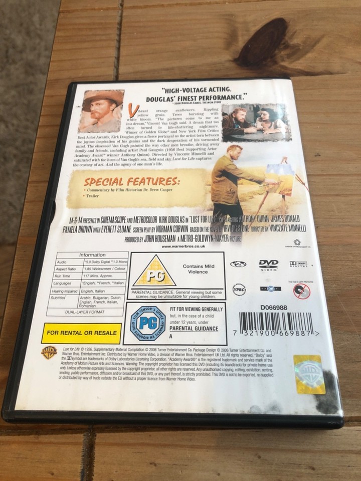 LUST FOR LIFE DVD KIRK DOUGLAS REGION 2 VG CONDITION | eBay UK