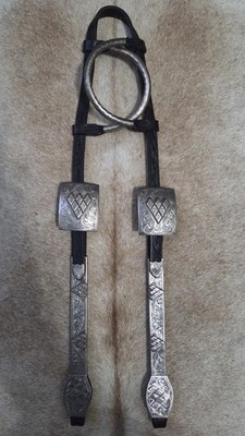 CUSTOM JR WENGER SILVER LOADED DOUBLE TUBE EAR SHOW HORSE HEADSTALL ...
