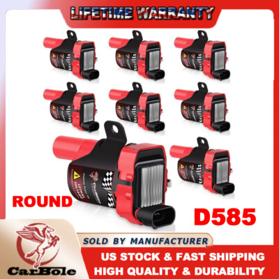 Round D585 Ignition Coil 8PC For Chevy Silverado 1500 2500 GMC LS 5.3/6 ...