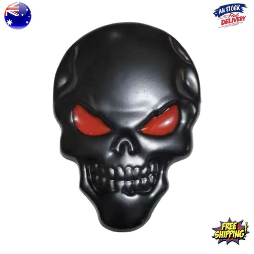 3D Metal Skull Red Eyes Bone Emblem BLACK Badge Car Motorbike Truck ...